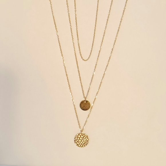 Lcherry | Jewelry | Nwt Gold Tone Layered Disk Necklace 6 19 22 | Poshmark